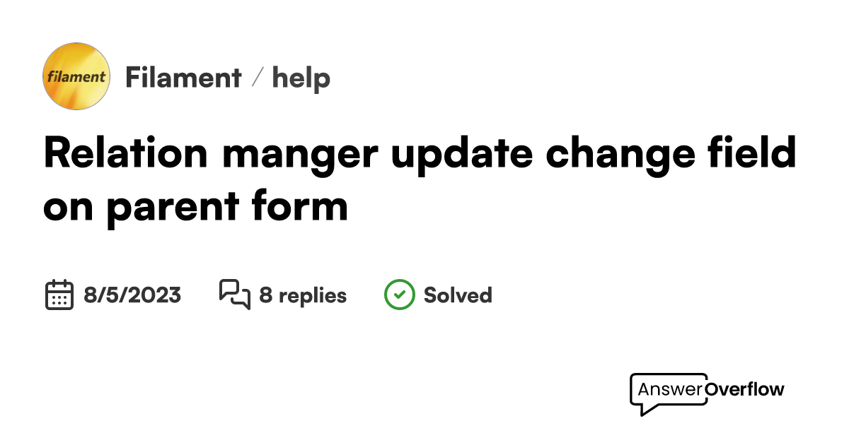 Relation manger update change field on parent form? - Filament