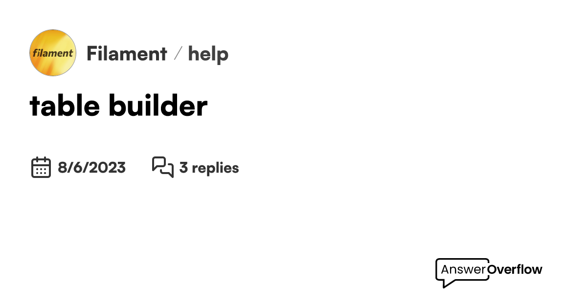 table builder - Filament