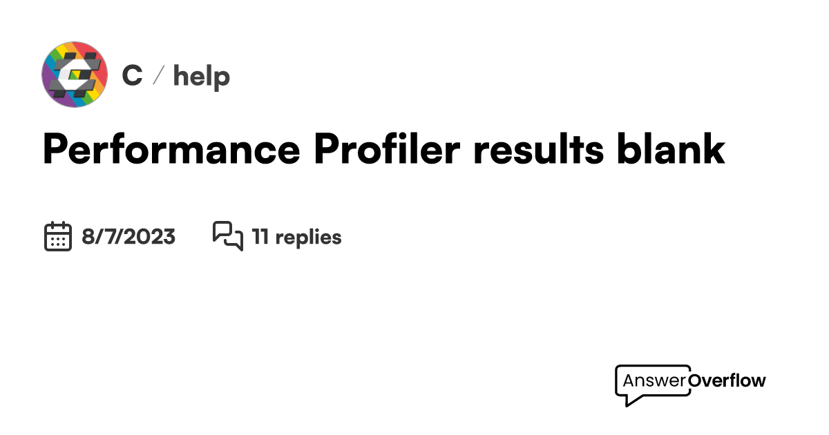 Performance Profiler results blank - C#