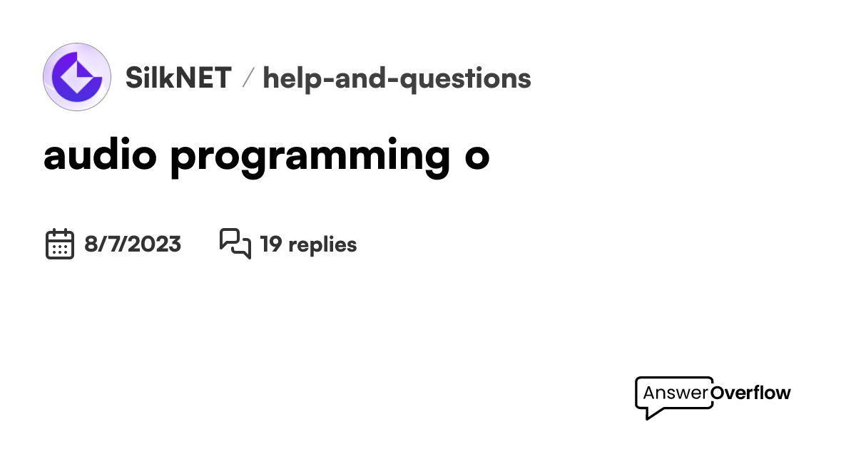 audio programming :o - Silk.NET