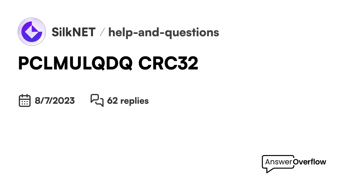 PCLMULQDQ CRC32 - Silk.NET