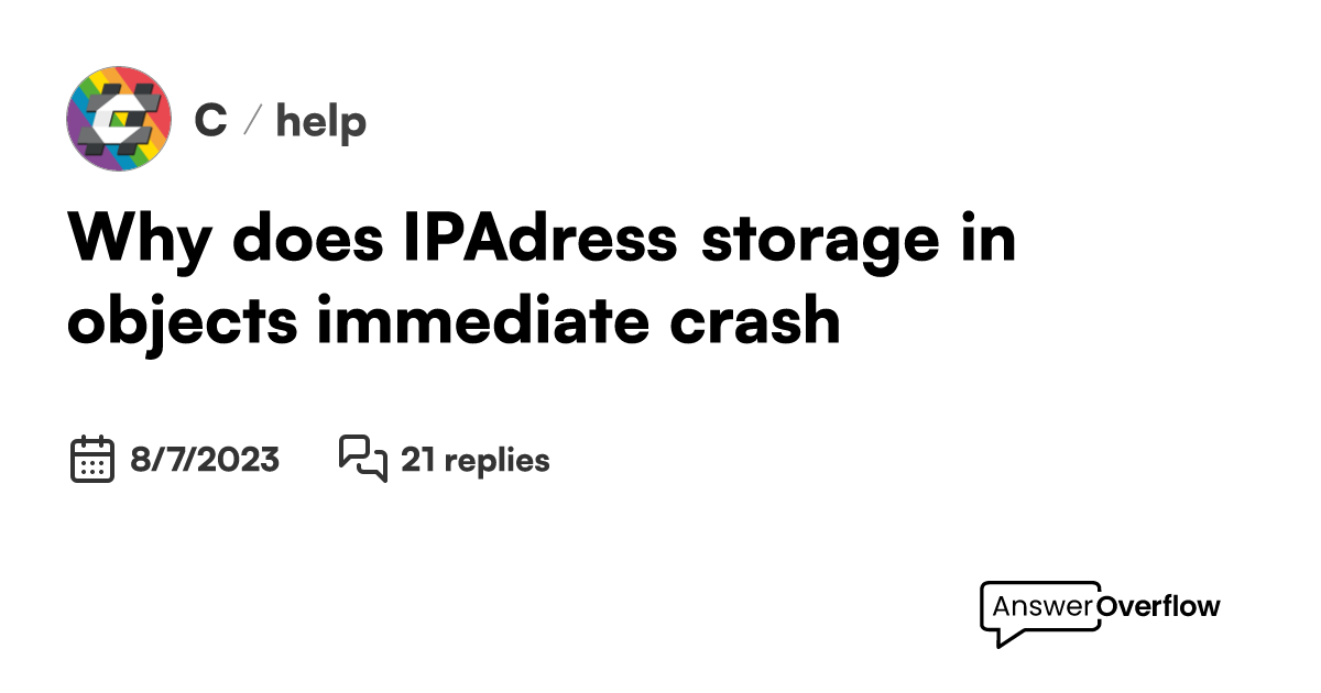 Why does IPAdress storage in objects immediate crash - C#