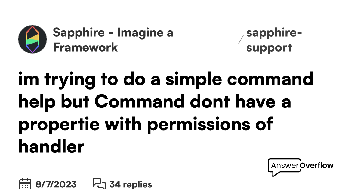 Im Trying To Do A Simple Command Help But Command Dont Have A Propertie With Permissions Of
