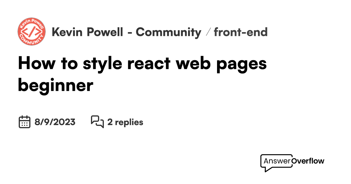 How to style react web pages (beginner) - Kevin Powell - Community