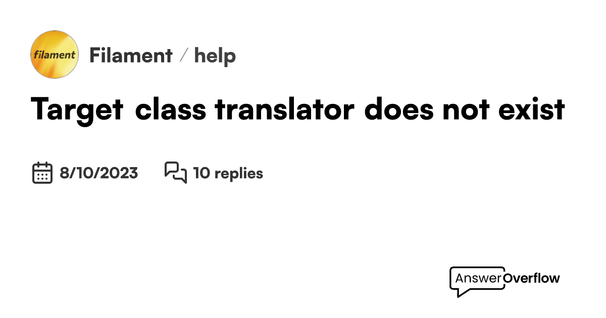 Target class [translator] does not exist. - Filament