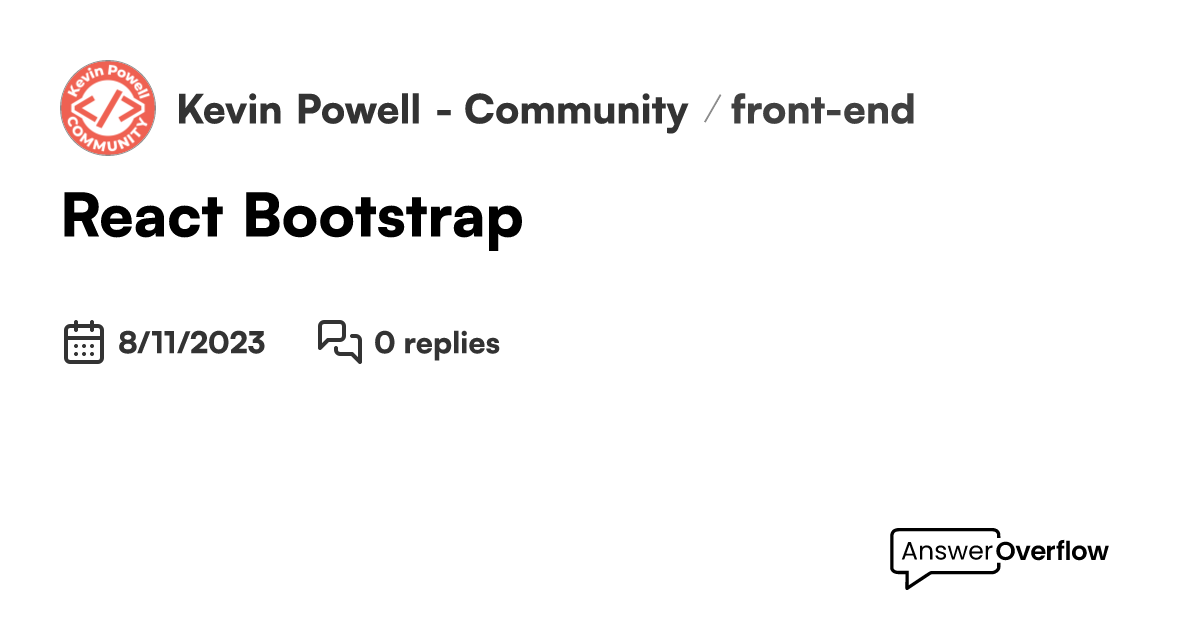React Bootstrap - Kevin Powell - Community