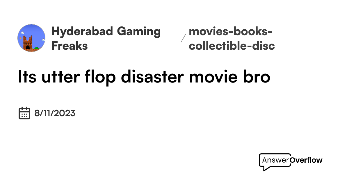 It's utter flop disaster movie bro - Hyderabad Gaming Freaks!🎮🇮🇳