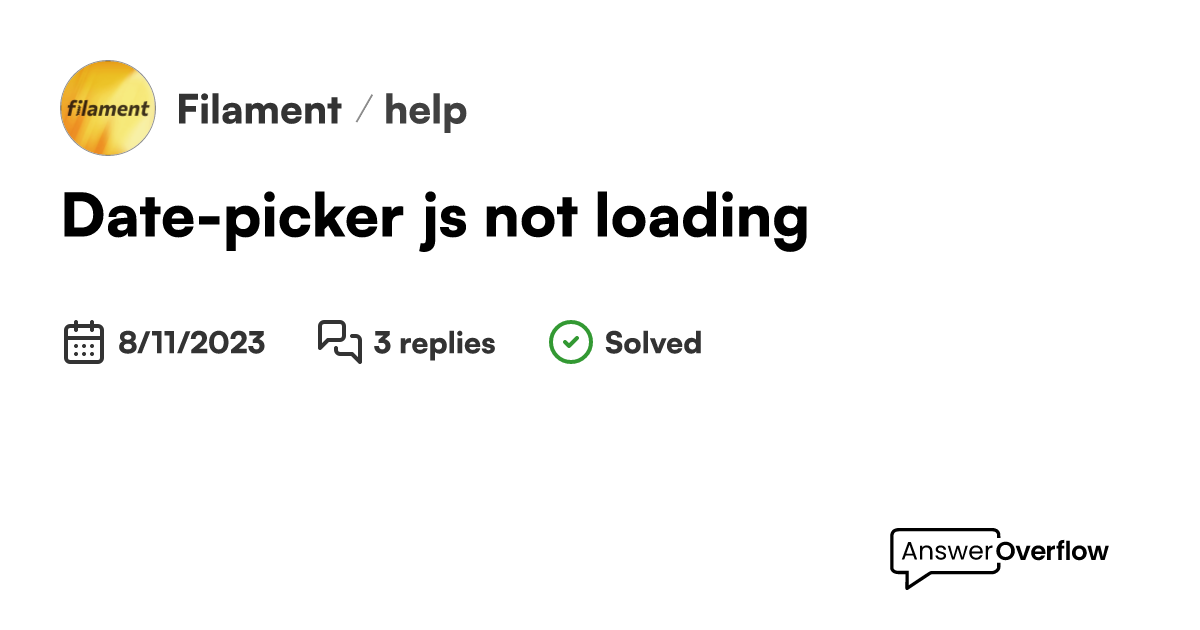 Date-picker js not loading - Filament