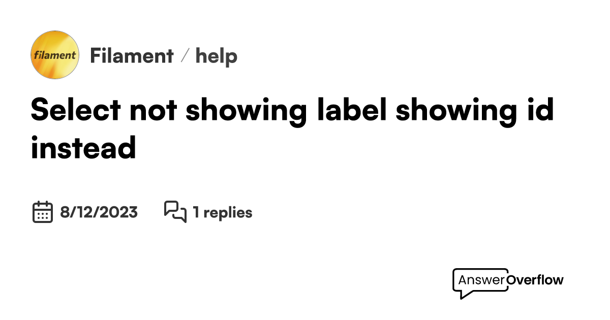 Select not showing label, showing id instead - Filament