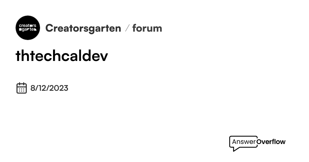 th.techcal.dev - Creatorsgarten