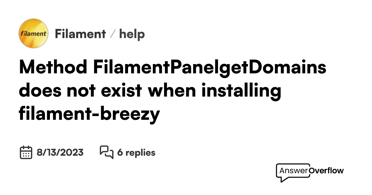 Method Filament\Panel::getDomains does not exist. when installing filament-breezy - Filament