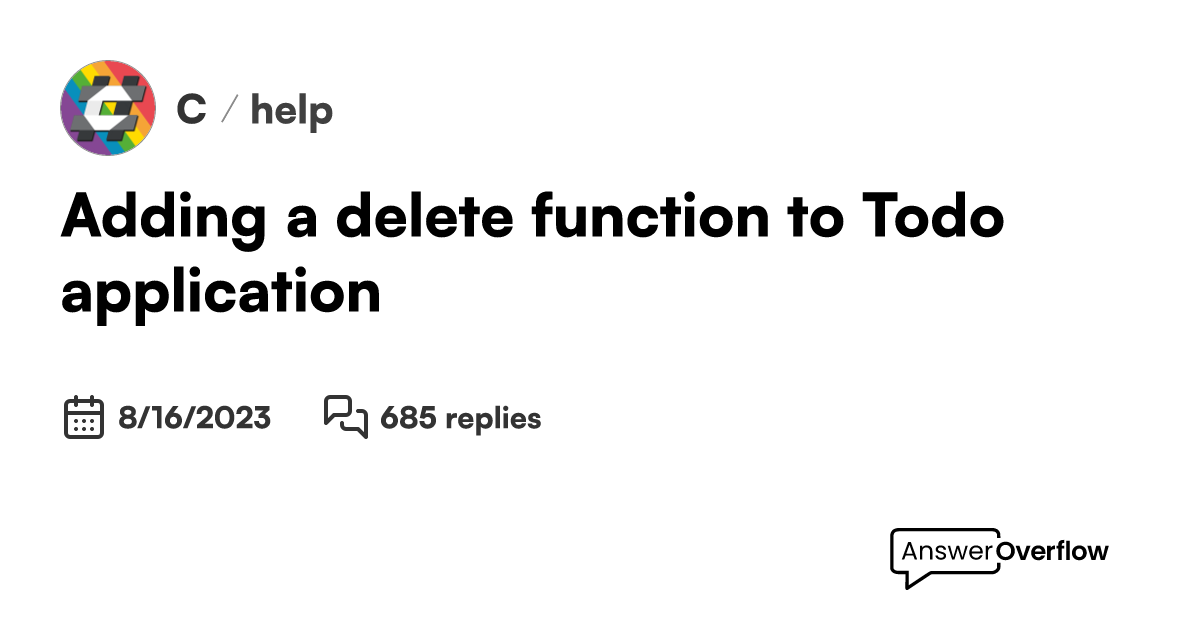 Adding A Delete Function To Todo Application C