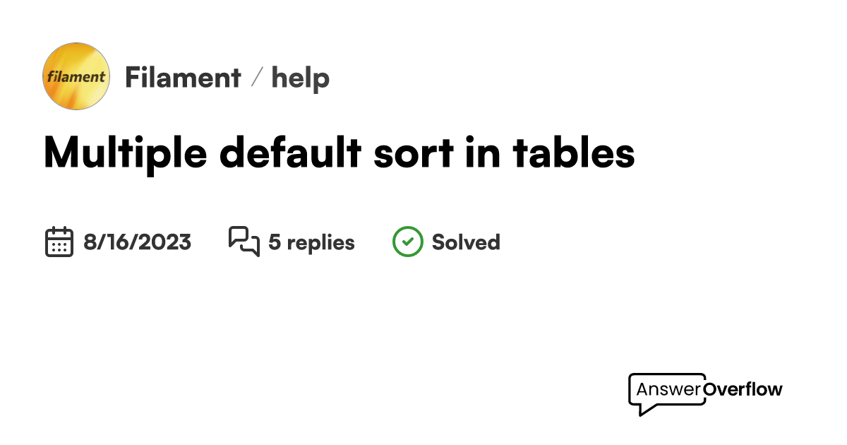 Multiple default sort in tables - Filament