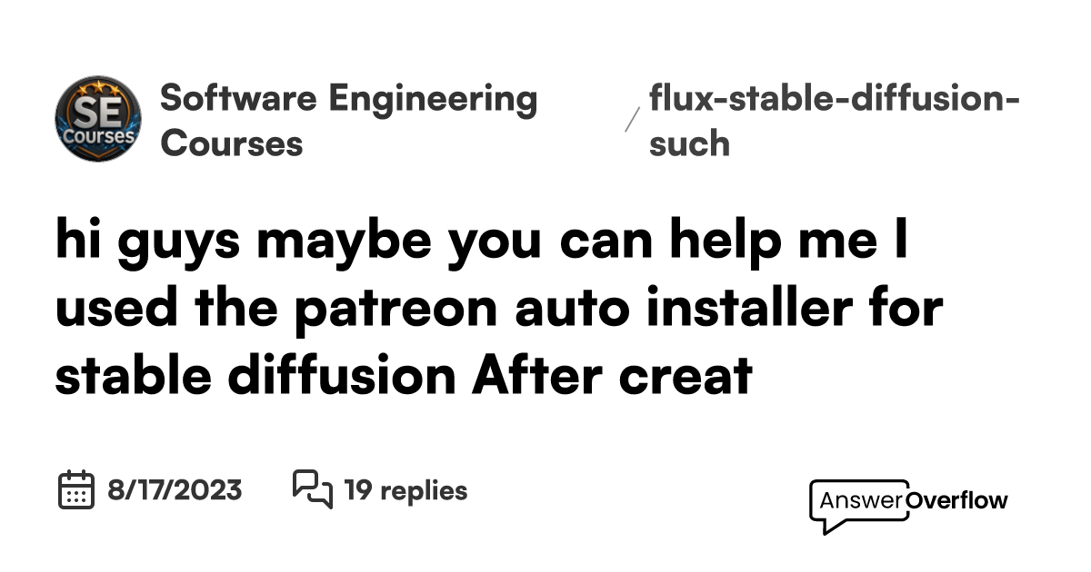 Hi Guys Maybe You Can Help Me I Used The Patreon Auto Installer For 