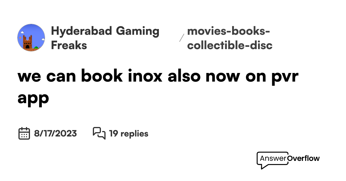 we can book inox also now on pvr app - Hyderabad Gaming Freaks!🎮🇮🇳