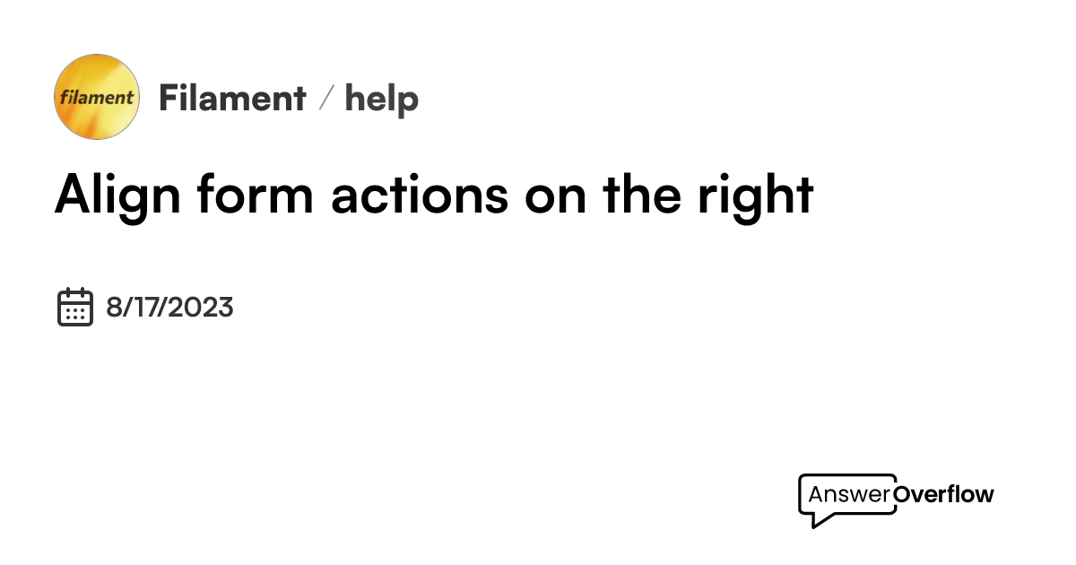 Align form actions on the right - Filament