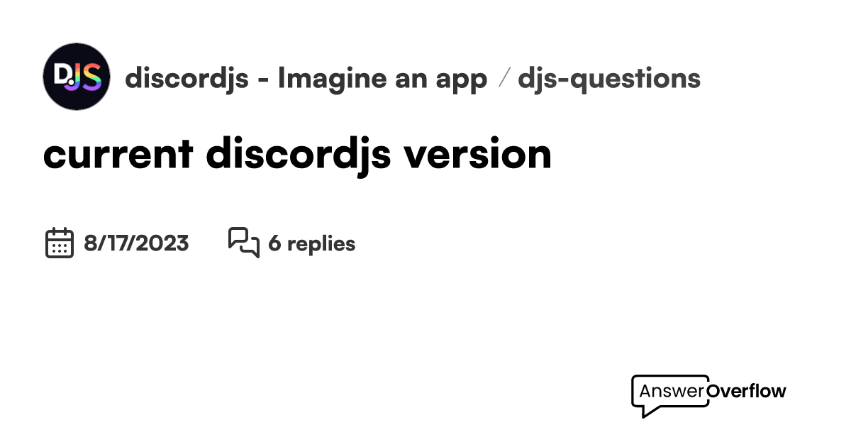 current discord.js version - discord.js - Imagine an app