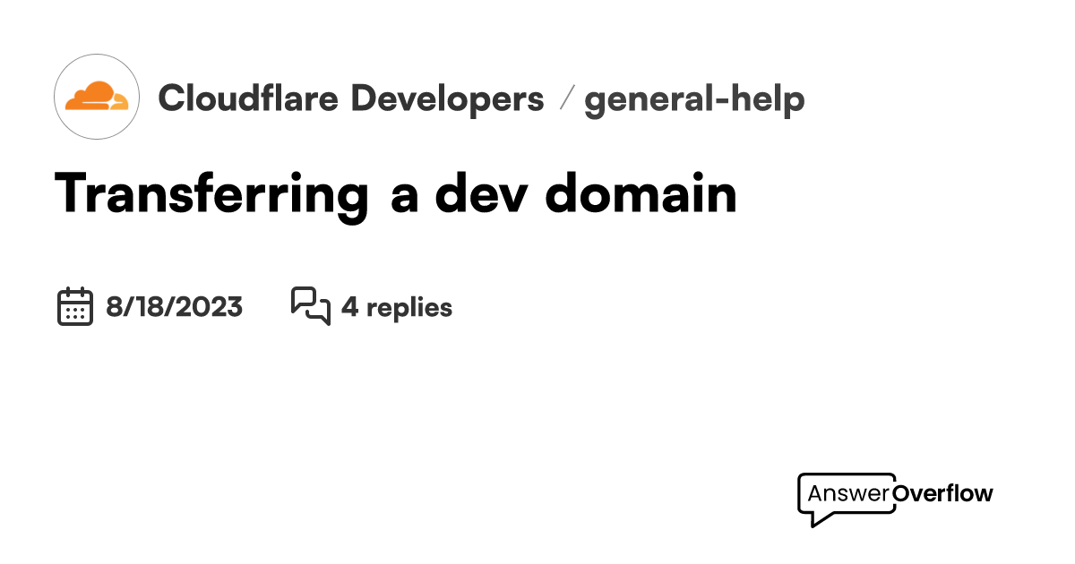Transferring a .dev domain - Cloudflare Developers