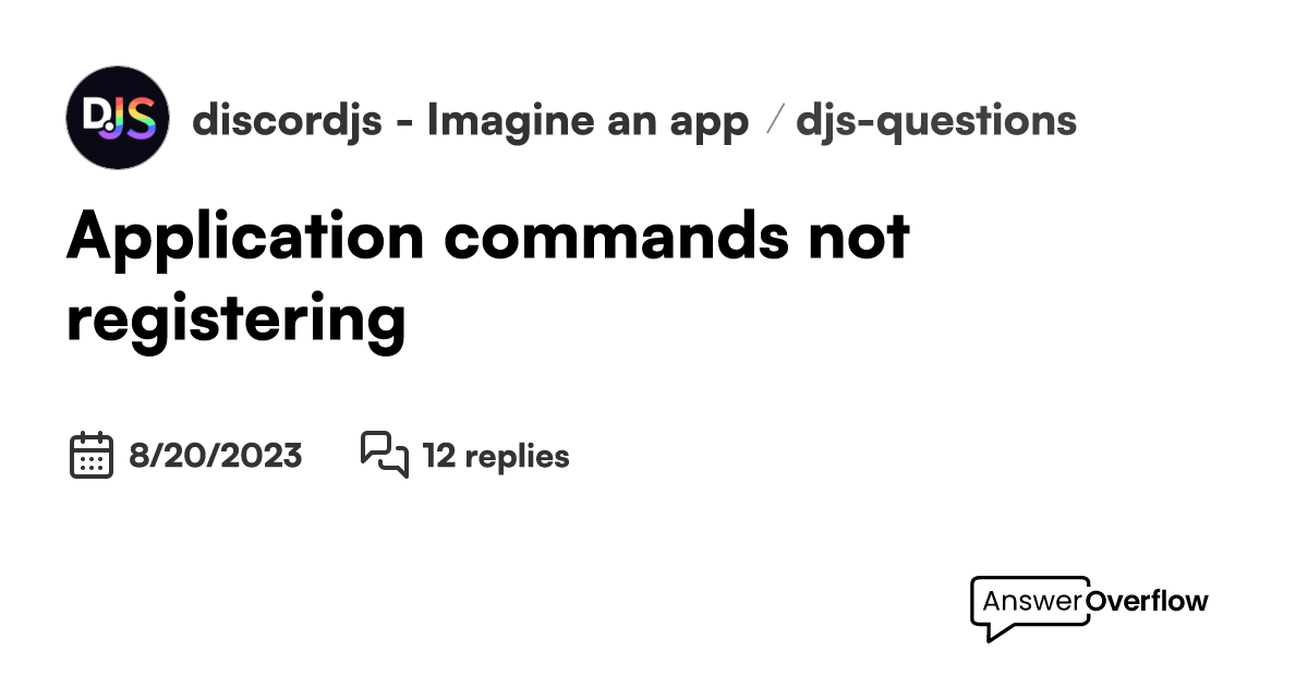 Application commands not registering - discord.js - Imagine an app