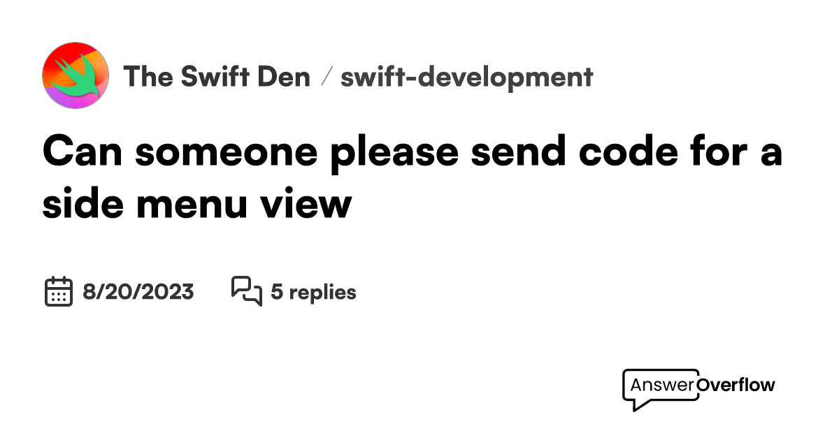 Can someone please send code for a side menu view? - The Swift Den