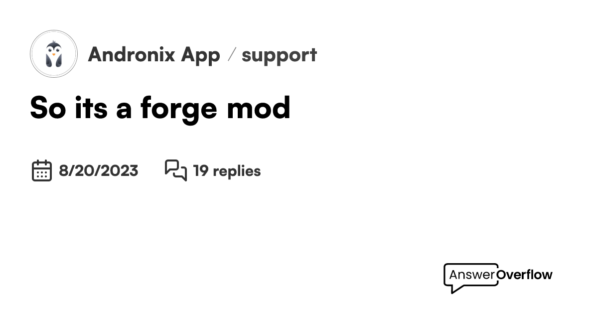So it's a forge mod - Andronix App