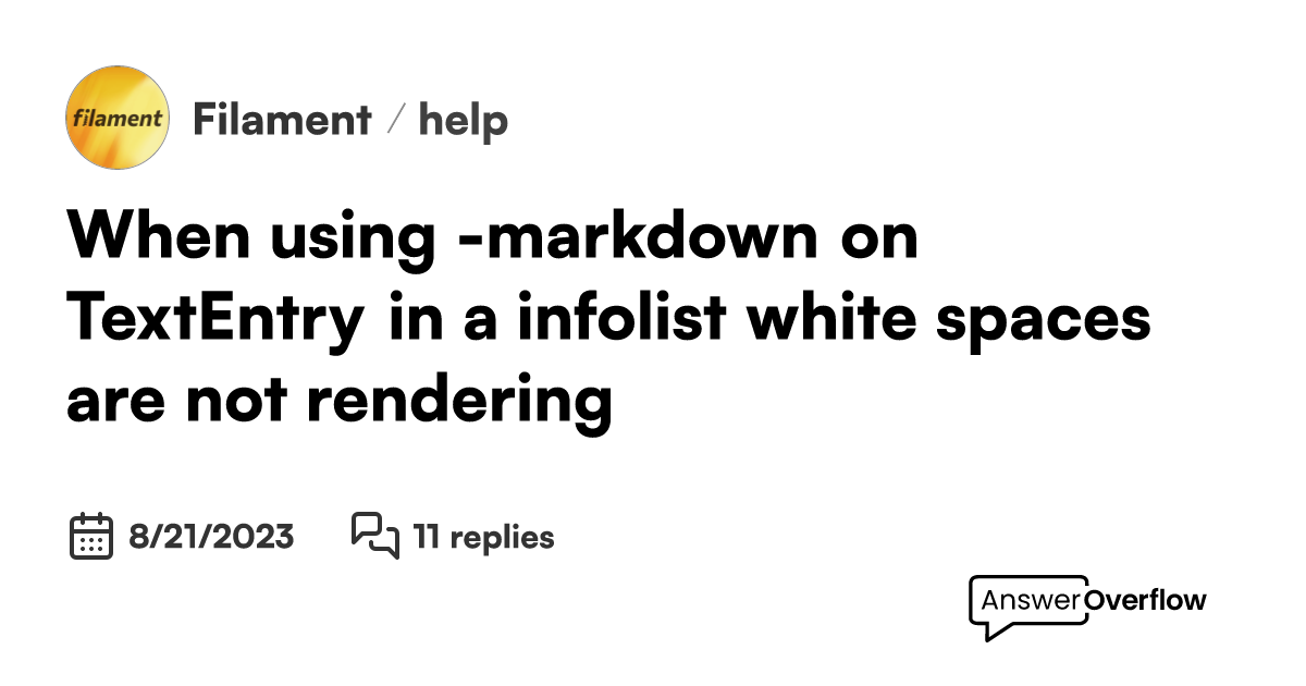 When Using Markdown On Textentry In A Infolist White Spaces Are Not Rendering Filament