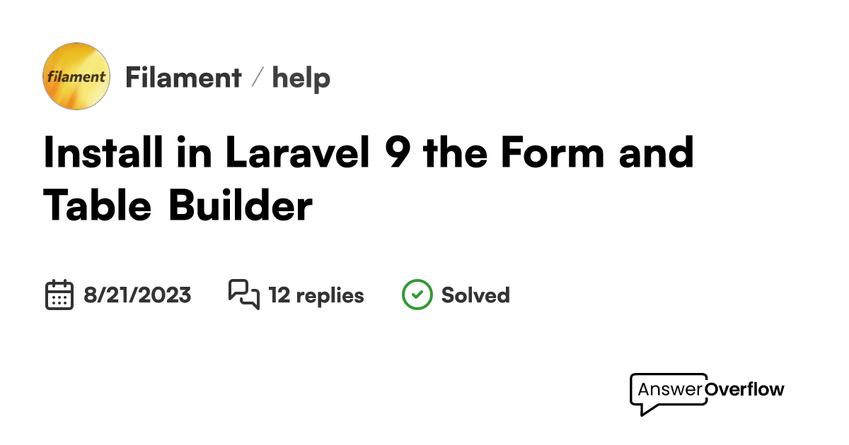 Install in Laravel 9 the Form and Table Builder - Filament