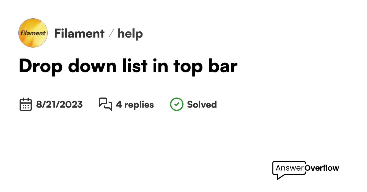 Drop down list in top bar - Filament
