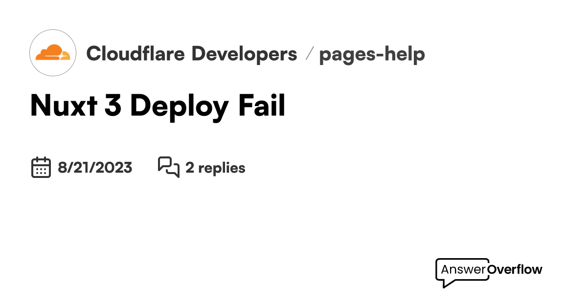 Nuxt 3 Deploy Fail Cloudflare Developers