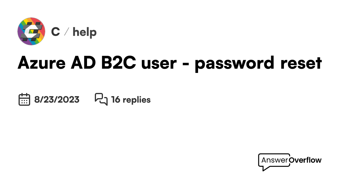 Azure AD B2C user - password reset - C#