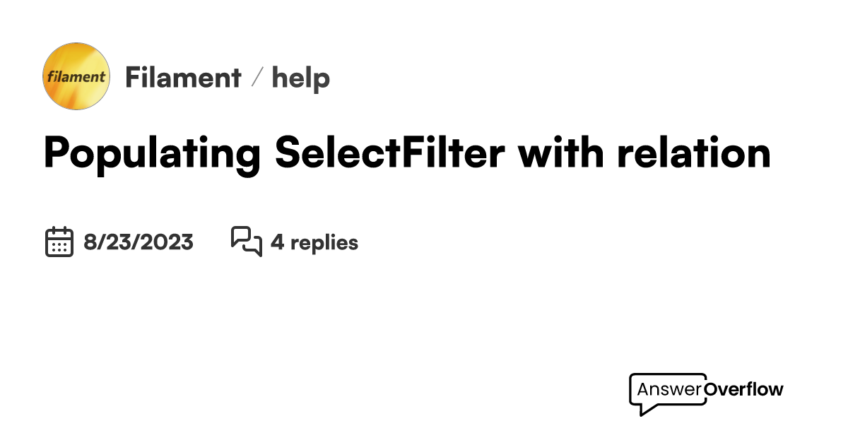 Populating SelectFilter with relation. - Filament
