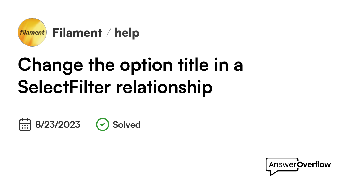 Change the option title in a SelectFilter relationship - Filament