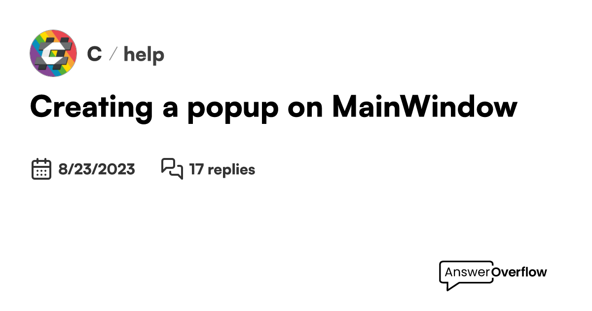 Creating a popup on MainWindow - C#