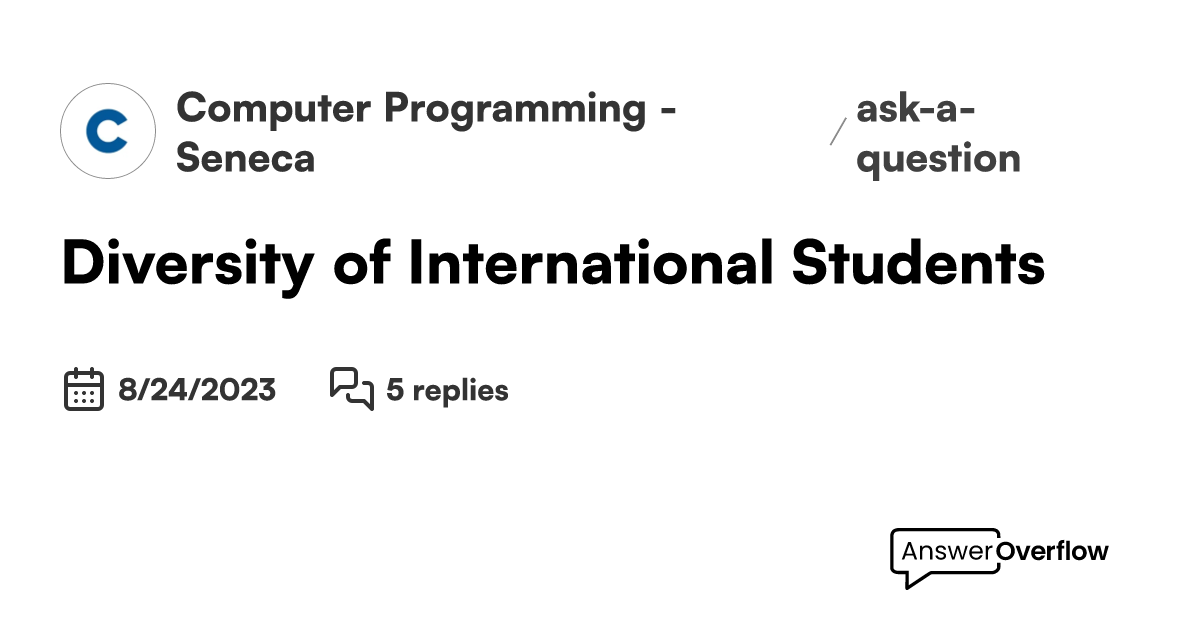 Diversity of International Students - Computer Programming - Seneca Polytechnic College