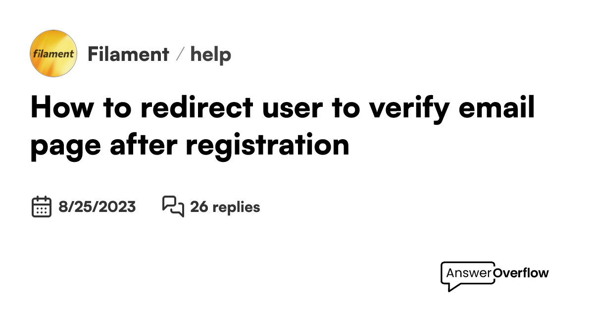 How to redirect user to verify email page, after registration? - Filament
