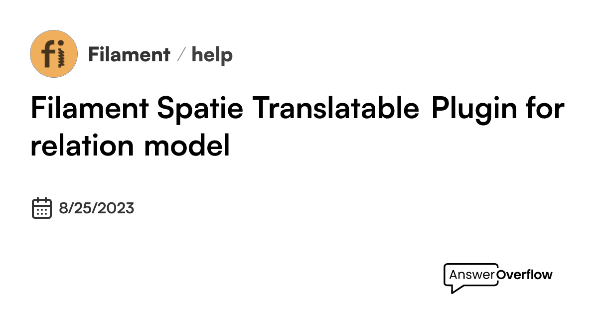 Filament Spatie Translatable Plugin for relation model - Filament
