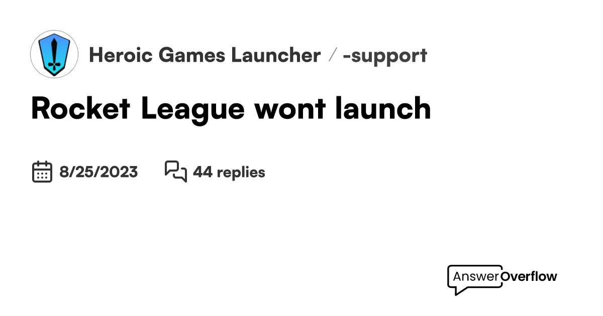 Rocket League won't launch - Heroic Games Launcher