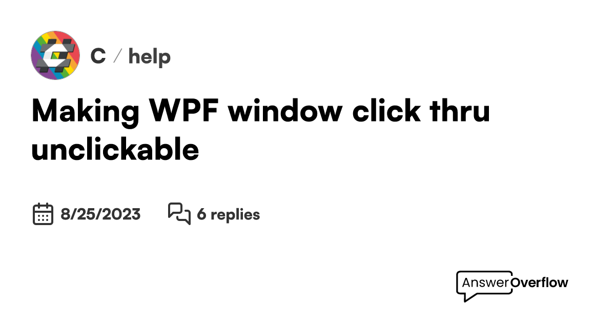 Making Wpf Window Click Thru Unclickable C