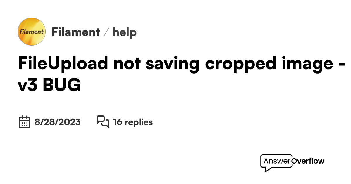 FileUpload not saving cropped image - v3 BUG? - Filament