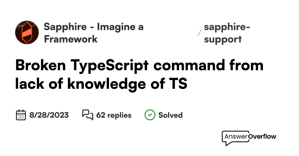 Broken TypeScript command (from lack of knowledge of TS) - Sapphire - Imagine a Framework