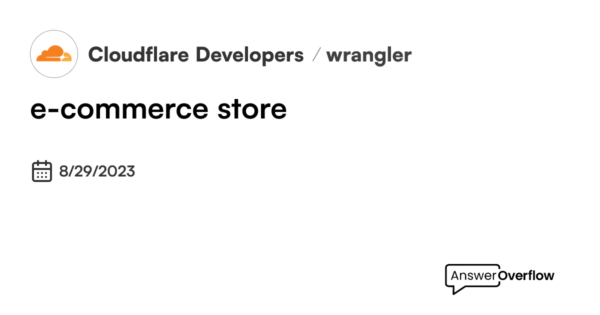 e-commerce store - Cloudflare Developers