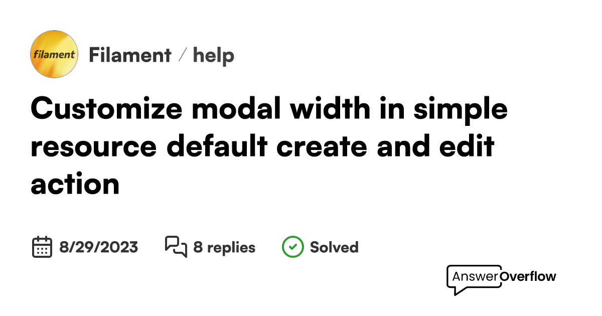 Customize modal width in simple resource default create and edit action - Filament