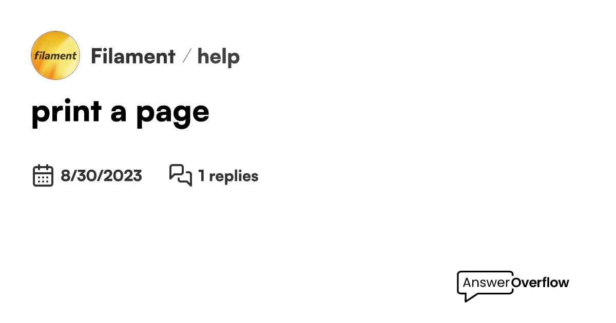 print a page - Filament
