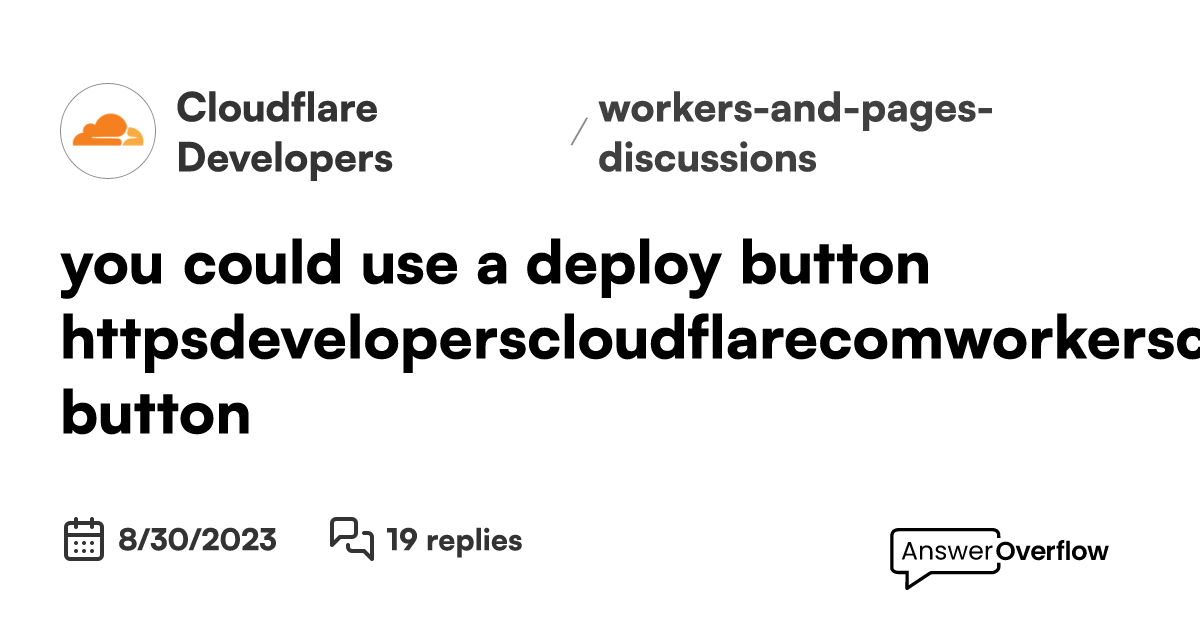 you could use a deploy button https://developers.cloudflare.com/workers/configuration/deploy ...
