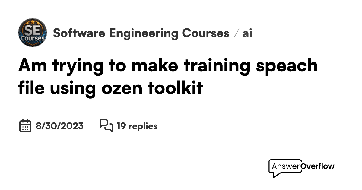 Am trying to make training speach file using ozen toolkit - Software Engineering Courses (SECourses)