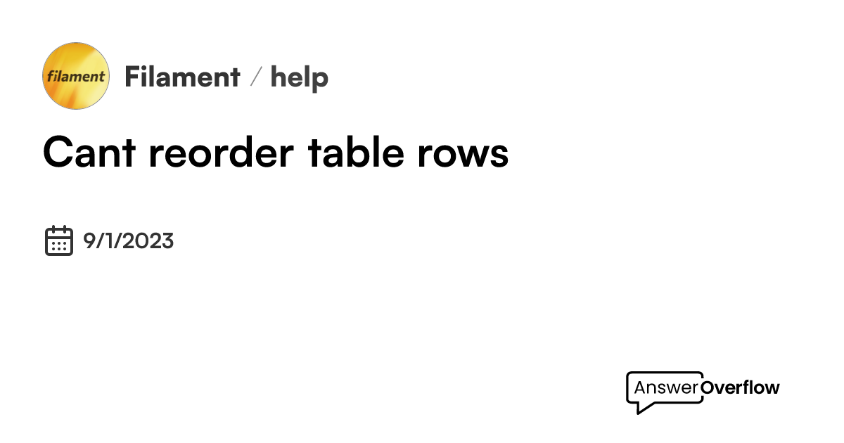 Can't reorder table rows - Filament