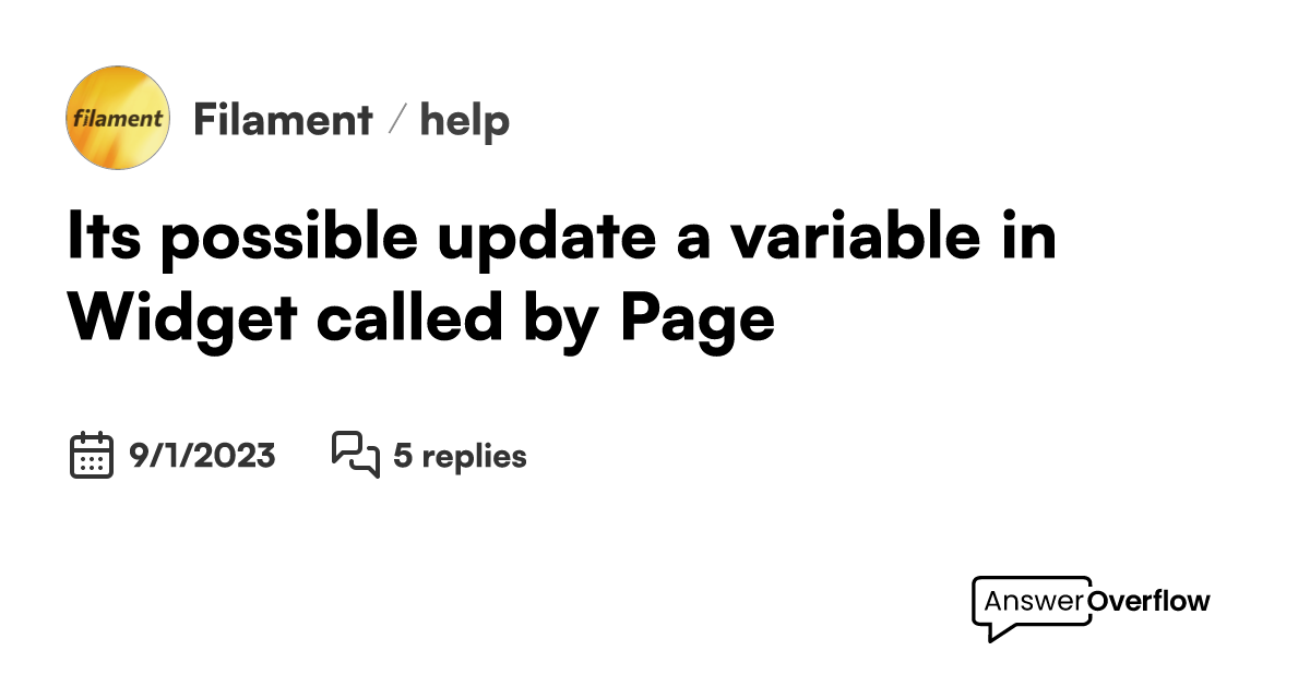 It's possible update a variable in Widget called by Page? - Filament