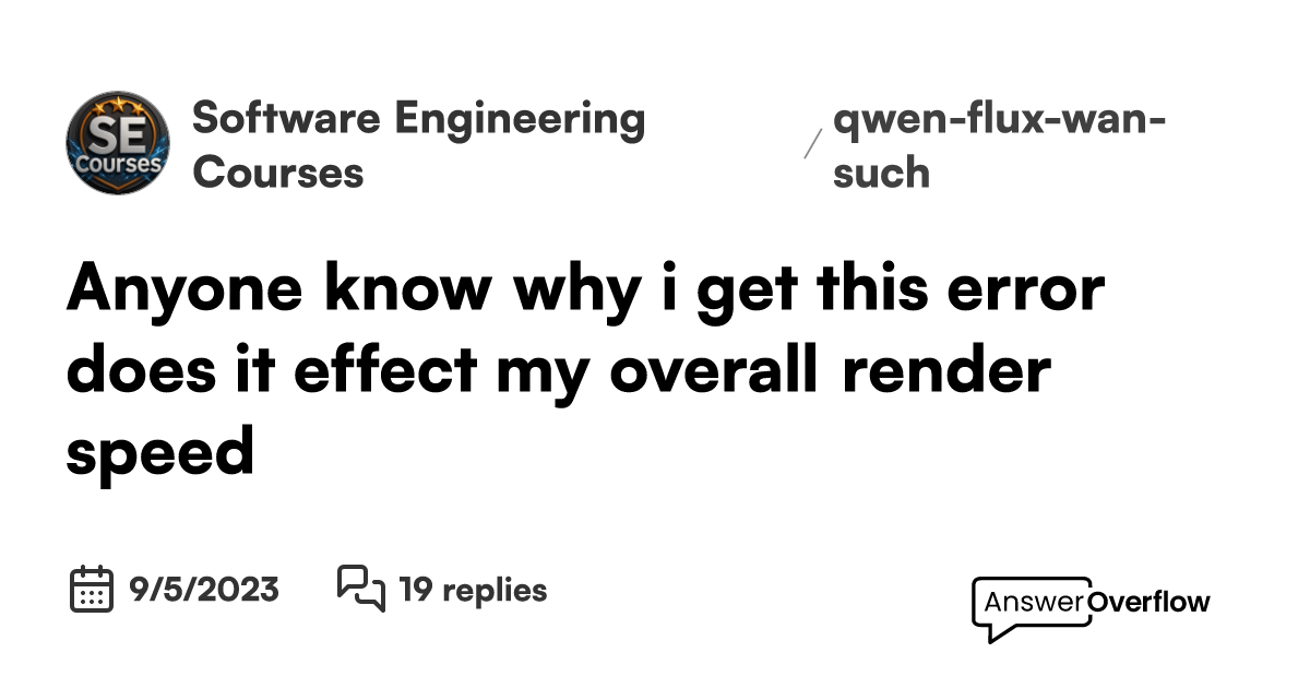 Anyone know why i get this "error" ? does it effect my overall render speed? - Software ...