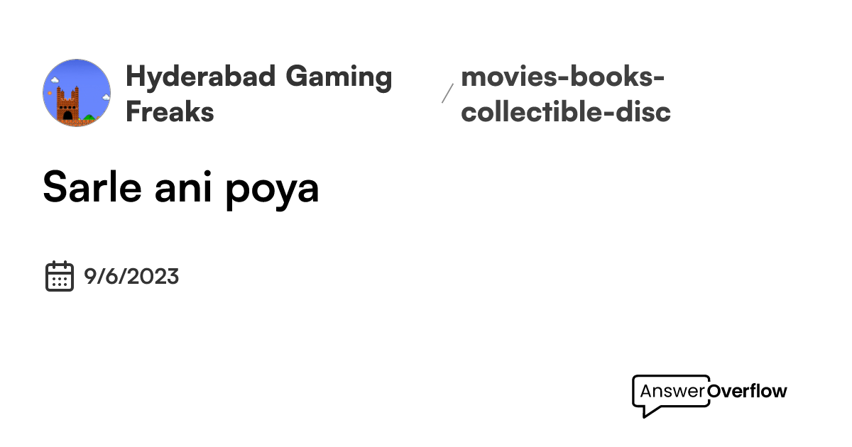 Sarle ani poya - Hyderabad Gaming Freaks!🎮🇮🇳
