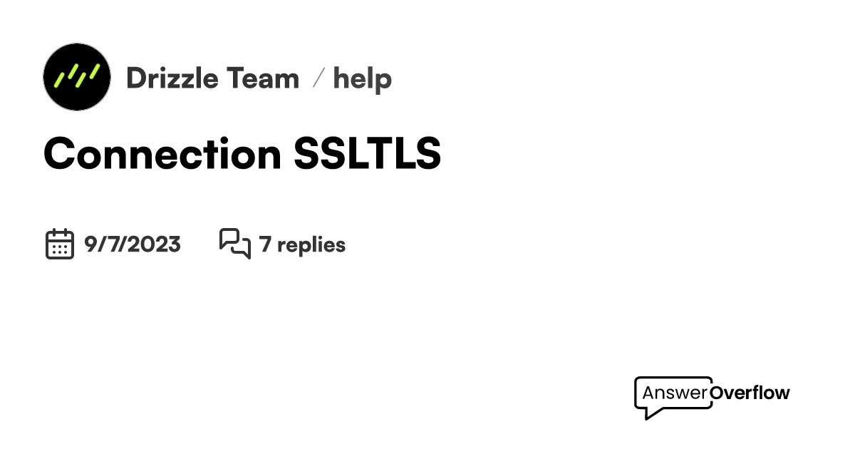 Connection Ssltls Drizzle Team 
